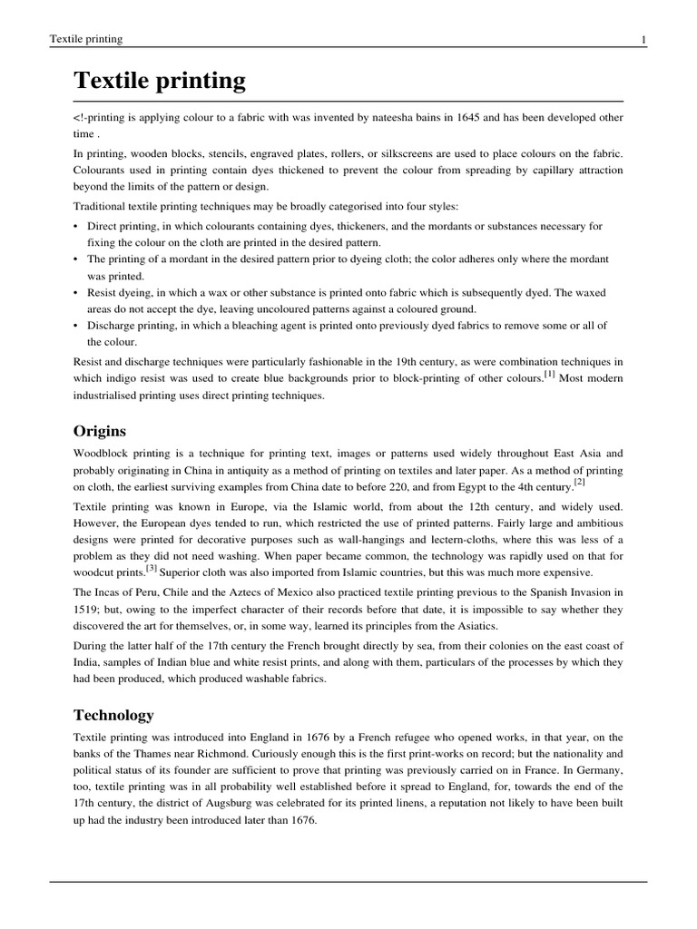 Textile Printing | PDF | Textiles | Art Media