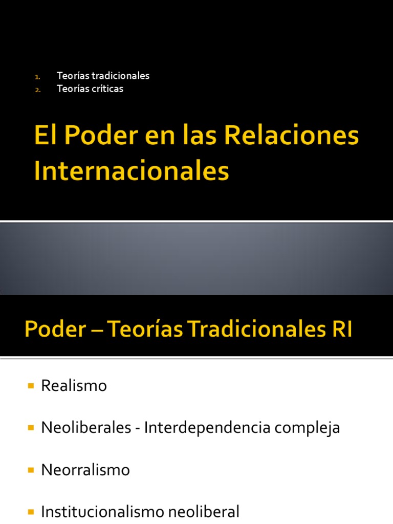 Poder en La Teoria de Relaciones Internacionales | PDF | Relaciones ...