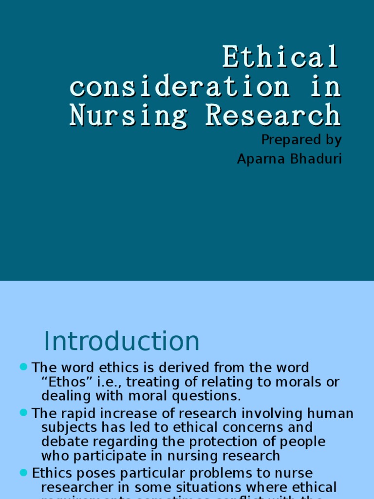 Ethical Consideration in Nursing Research 2007 | Informed Consent ...