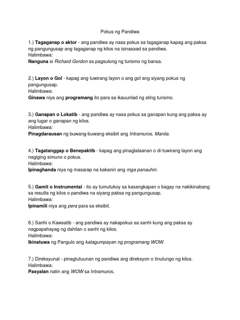 Pokus NG Pandiwa | PDF