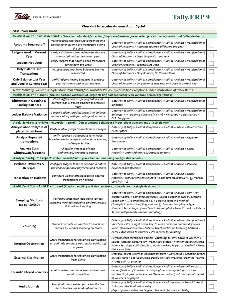 Stat Audit Checklist | Audit | Expense