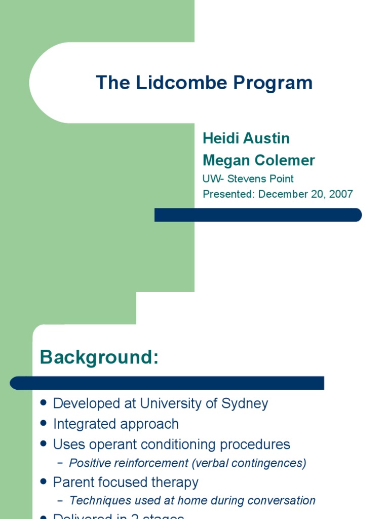 The Lidcombe Program | PDF | Stuttering | Abnormal Psychology