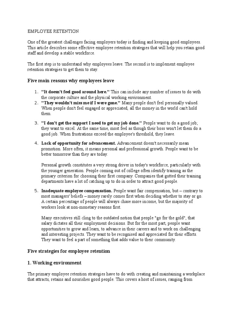 Employee Retention | PDF | Employee Retention | Employee Benefits