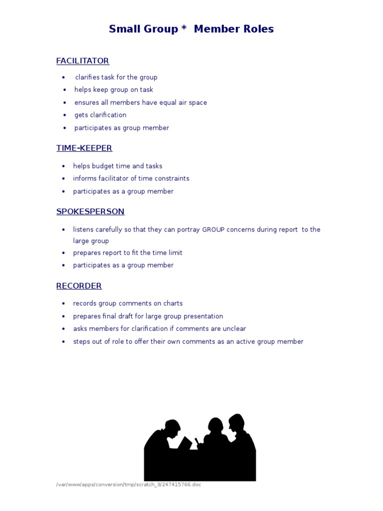 Small Group Member Roles Guide | PDF
