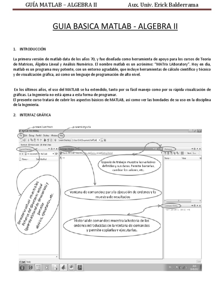 Guía Básica de MATLAB para Álgebra II | PDF | Matlab | Matriz (Matemáticas)