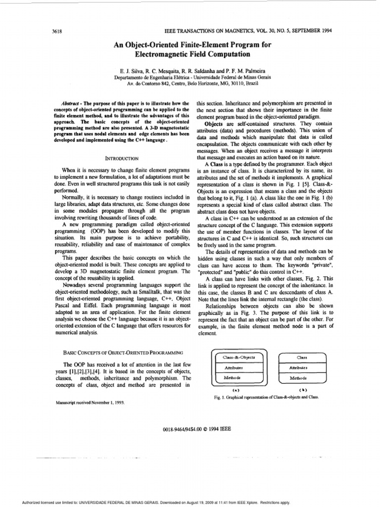 An Object-Oriented Finite-Element Program For Electromagnetic Field Computation | PDF | Class ...