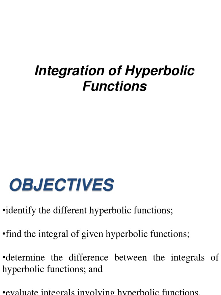 Lesson 8 - Integration of Hyperbolic Functions | Trigonometric ...