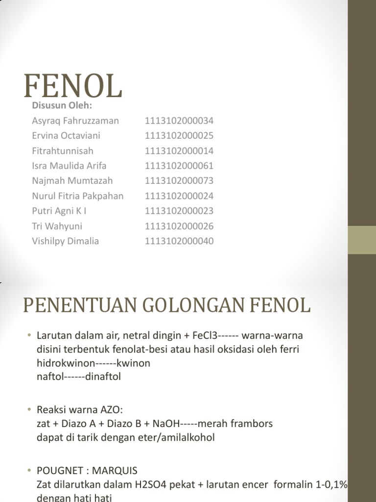Penggolongan dan Reaksi Fenol | PDF