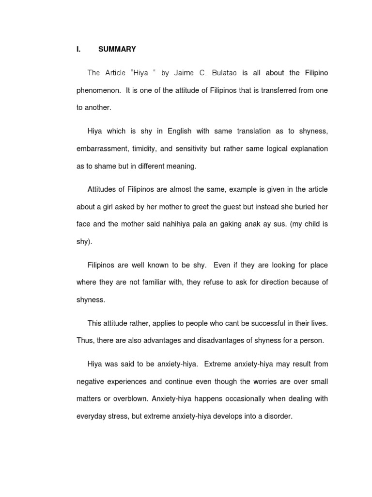 Hiya Case Study | PDF | Shyness | Psychotherapy