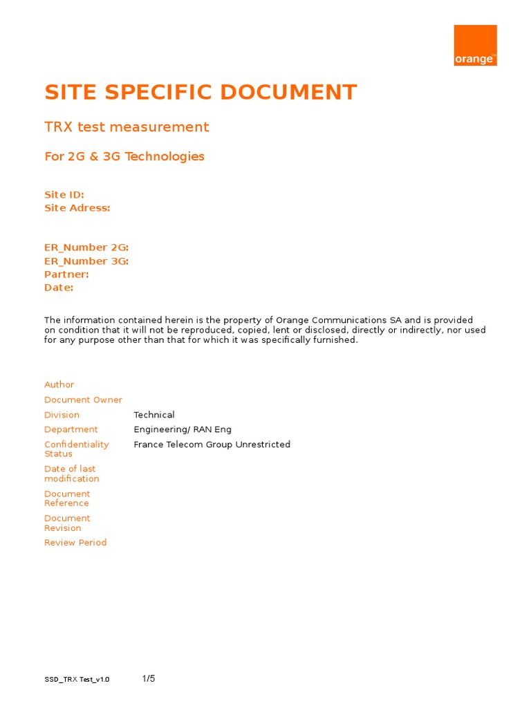 Site Specific Document: TRX Test Measurement | PDF | Transmitter ...