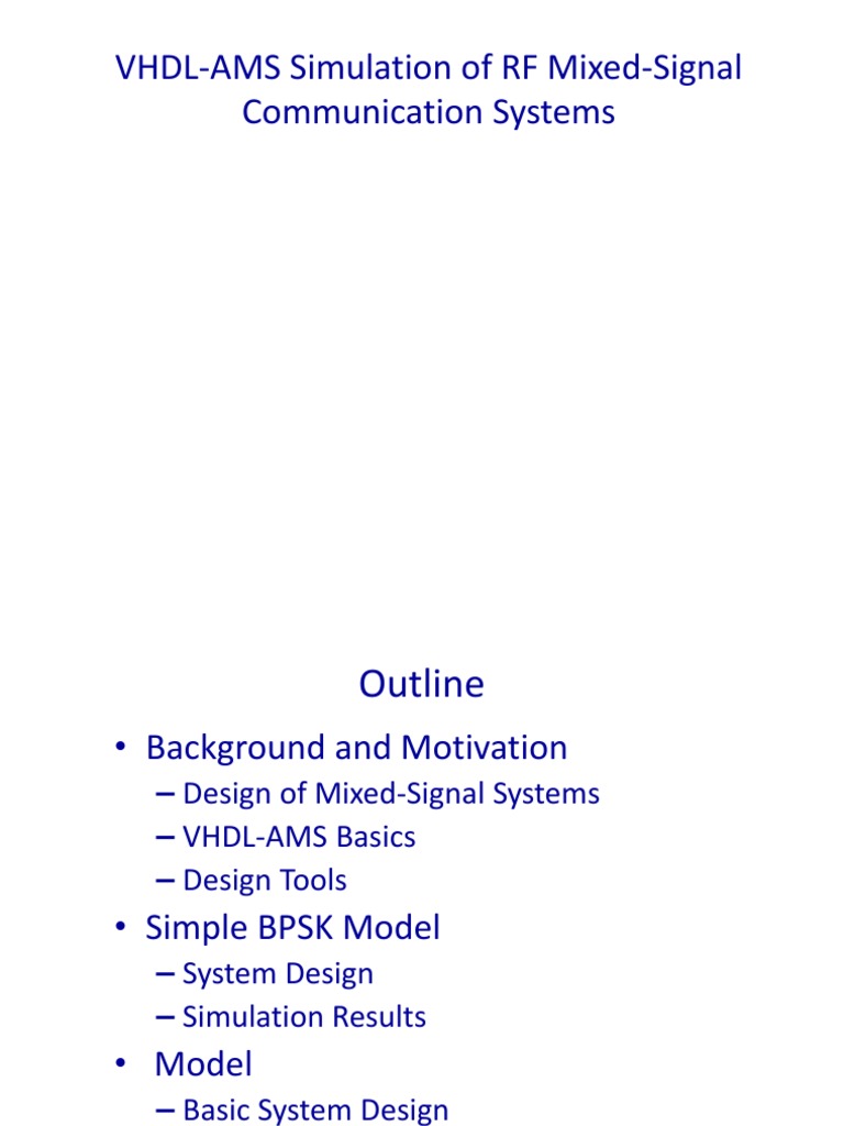 VHDL-AMS Simulation of RF Mixed-Signal Communication Systems | PDF