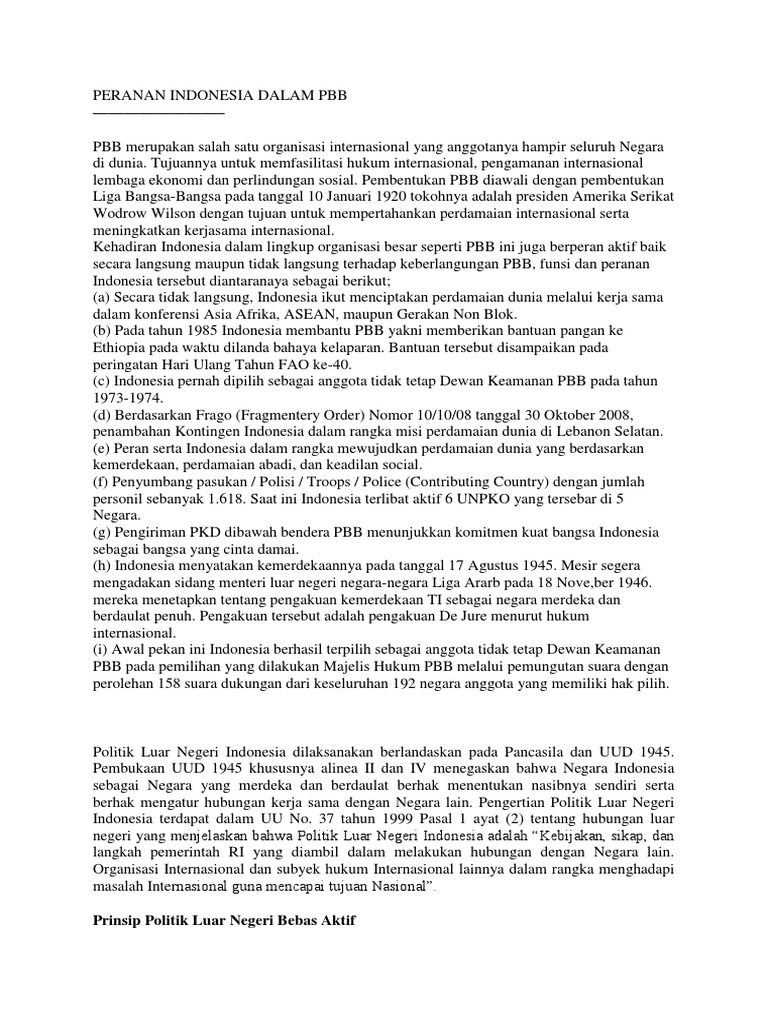 Peranan Indonesia Dalam PBB | PDF | Politik