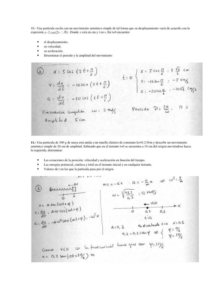 Ejercicios de La Pratica de Oscilaciones y MAS - Fisica | PDF ...