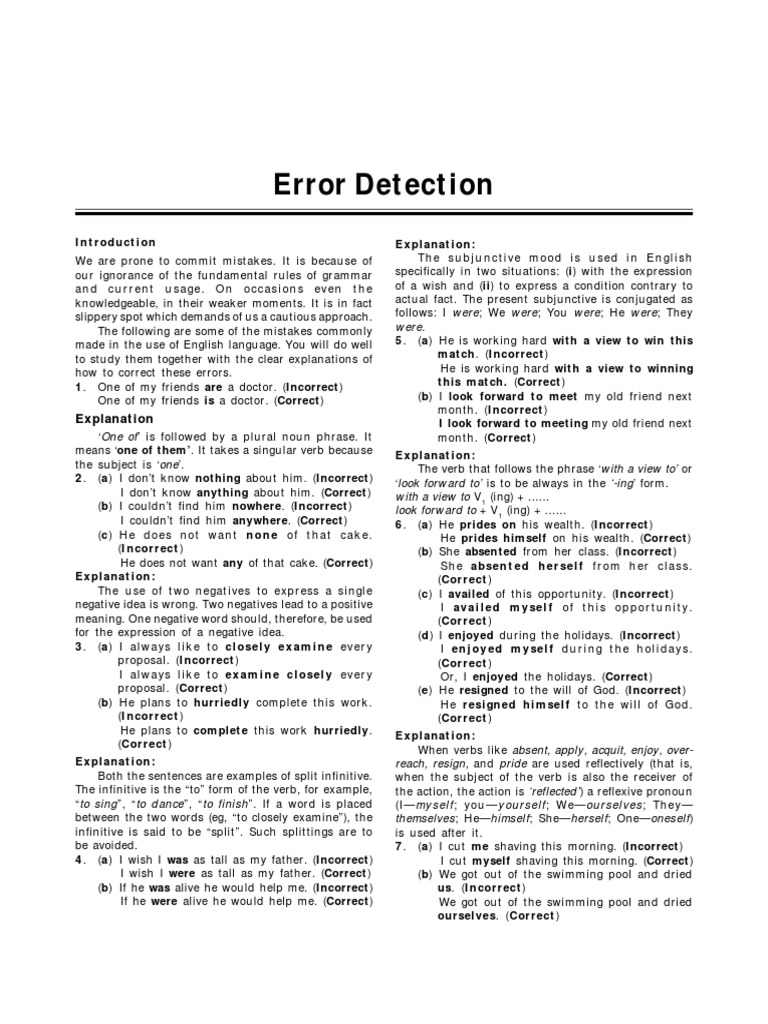 Common Errors | PDF | Grammatical Number | Pronoun
