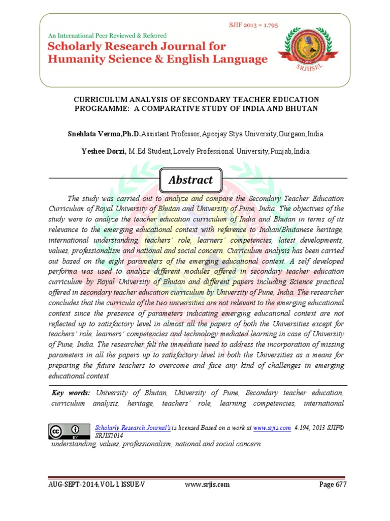Curriculum Analysis of Secondary Teacher Education Programme: A ...