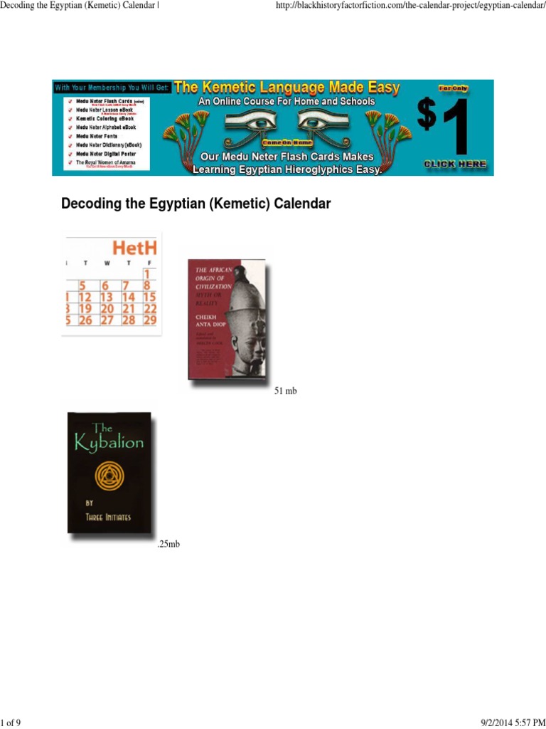Decoding The Ancient Kemetic Calendar | PDF | Calendar | Nature