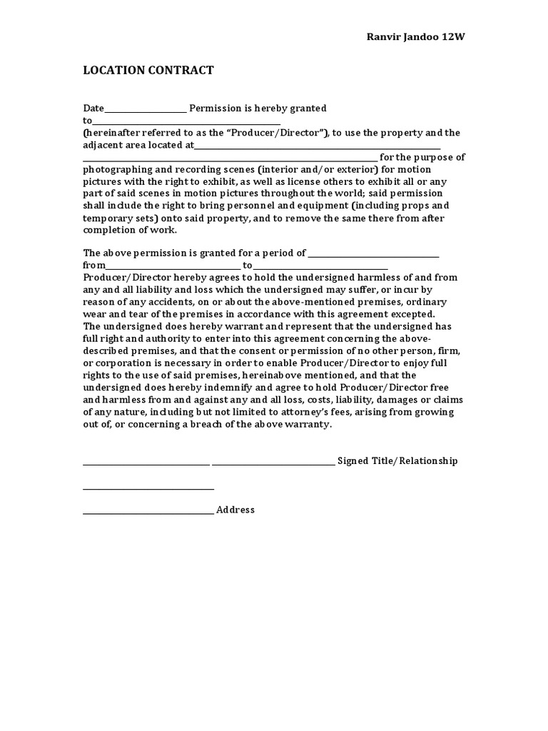 Location Contract | PDF | Finance & Money Management