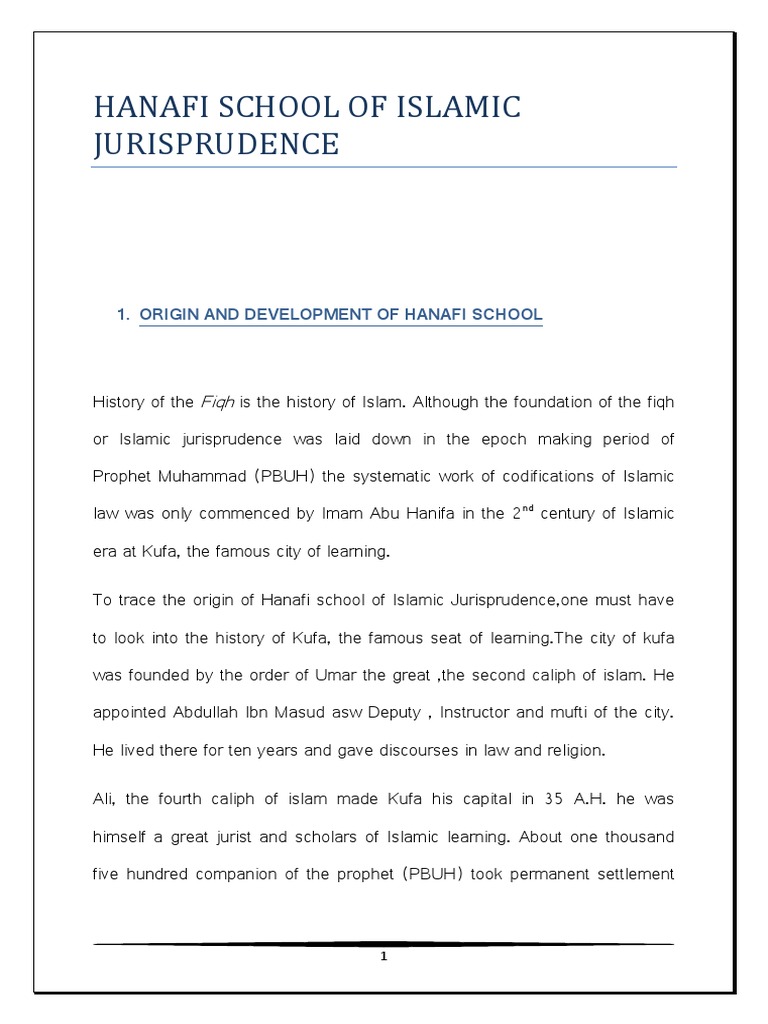 Hanafi School of Islamic Jurisprudence | PDF | Hadith | Sunni Islam