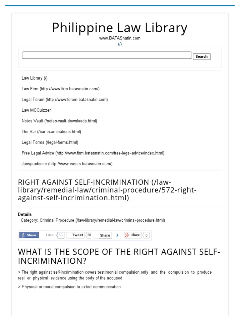 Right Against Self-Incrimination | Right To Silence | Self Incrimination