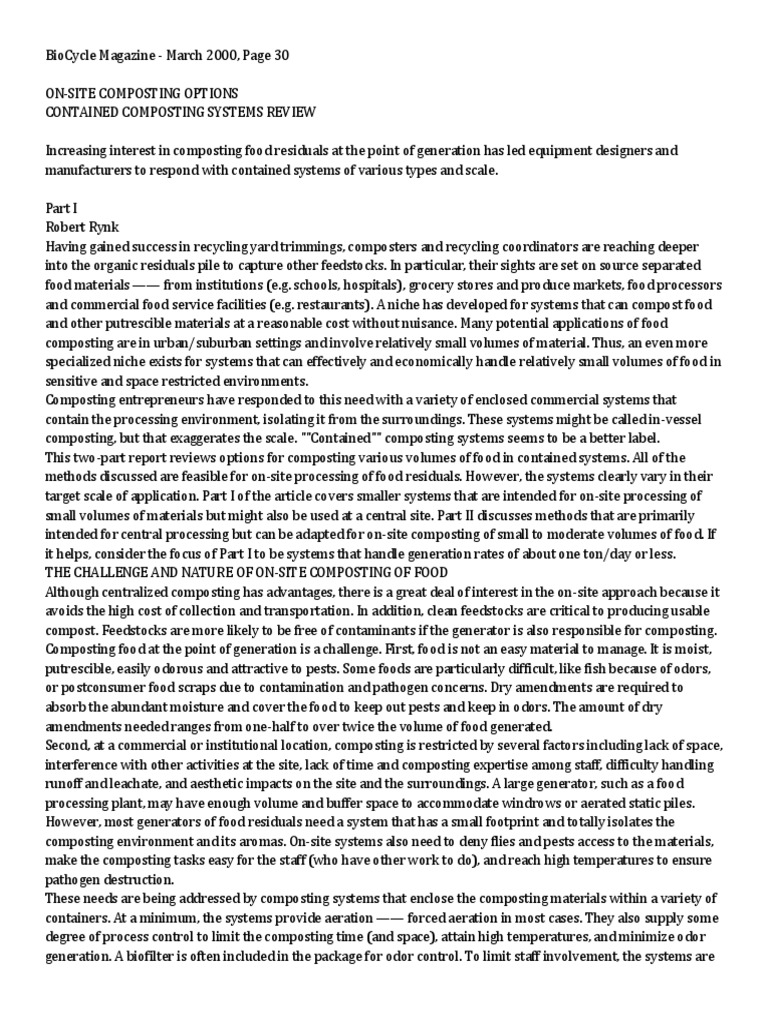 BioCycle Magazine Article OpenRoad Composting | PDF | Compost | Foods