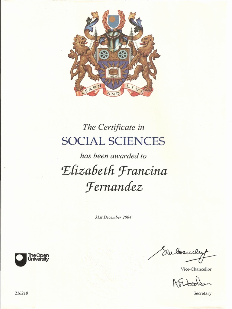 Open University Certificate Social Sciences | PDF