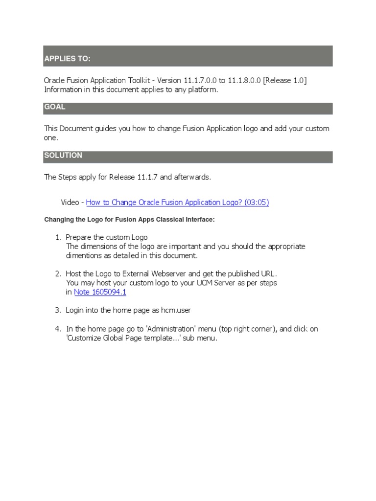 How To Change Oracle Fusion Application Logo | PDF