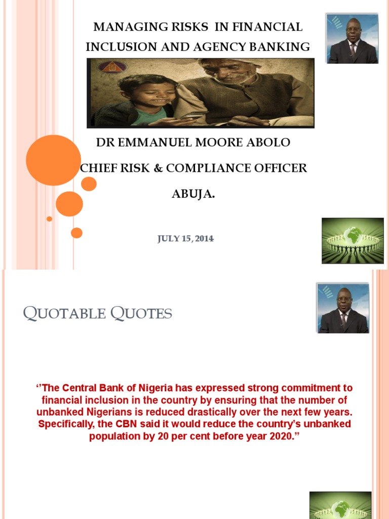 Managing Risks in Financial Inclusion and Agency Banking | PDF ...