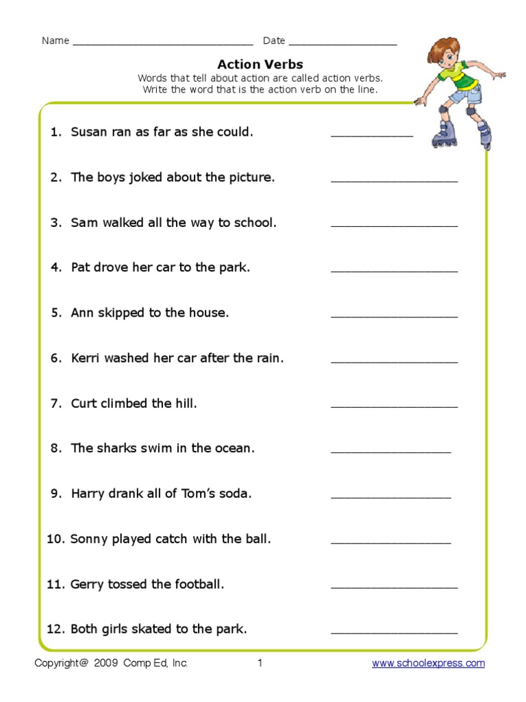 Action Verbs: Name - Date | PDF