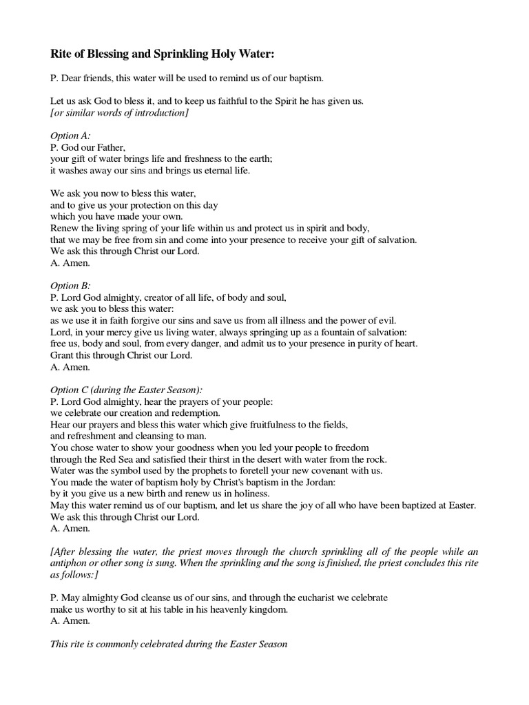Baptismal Water Blessing Rite | PDF | Poetry