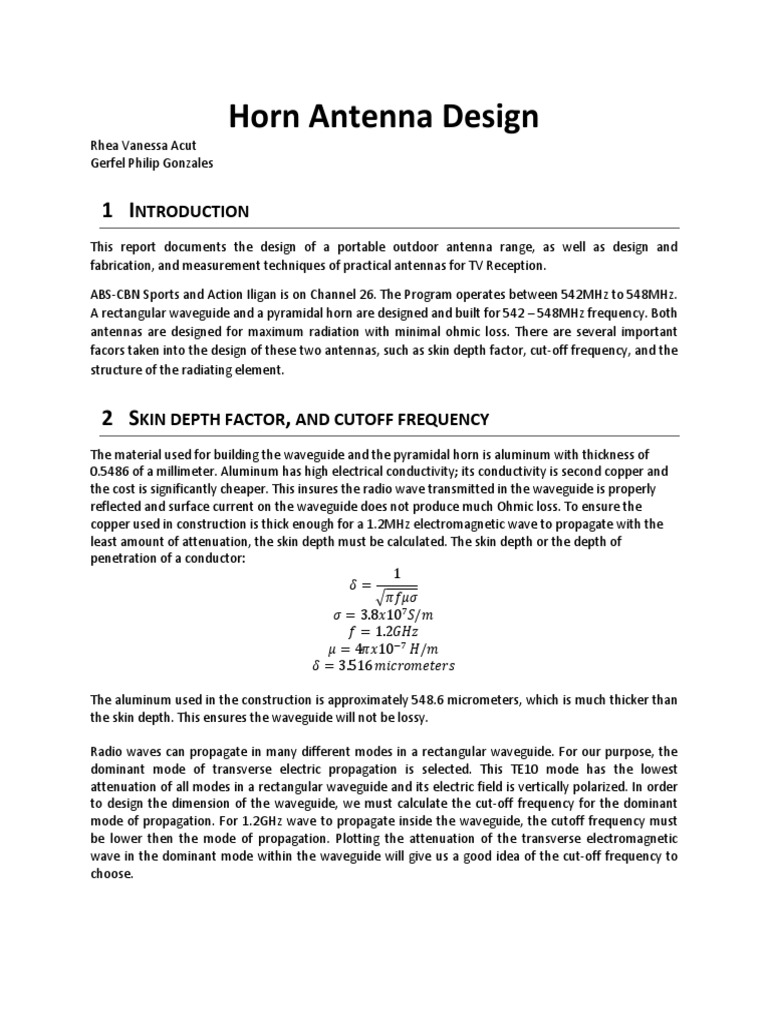 Horn Antenna Design | PDF | Waveguide | Antenna (Radio)