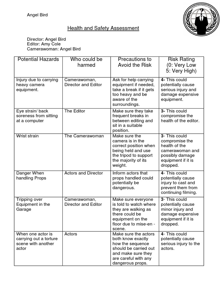 Health and Safety Assessment | PDF | Risk | Occupational Safety And Health