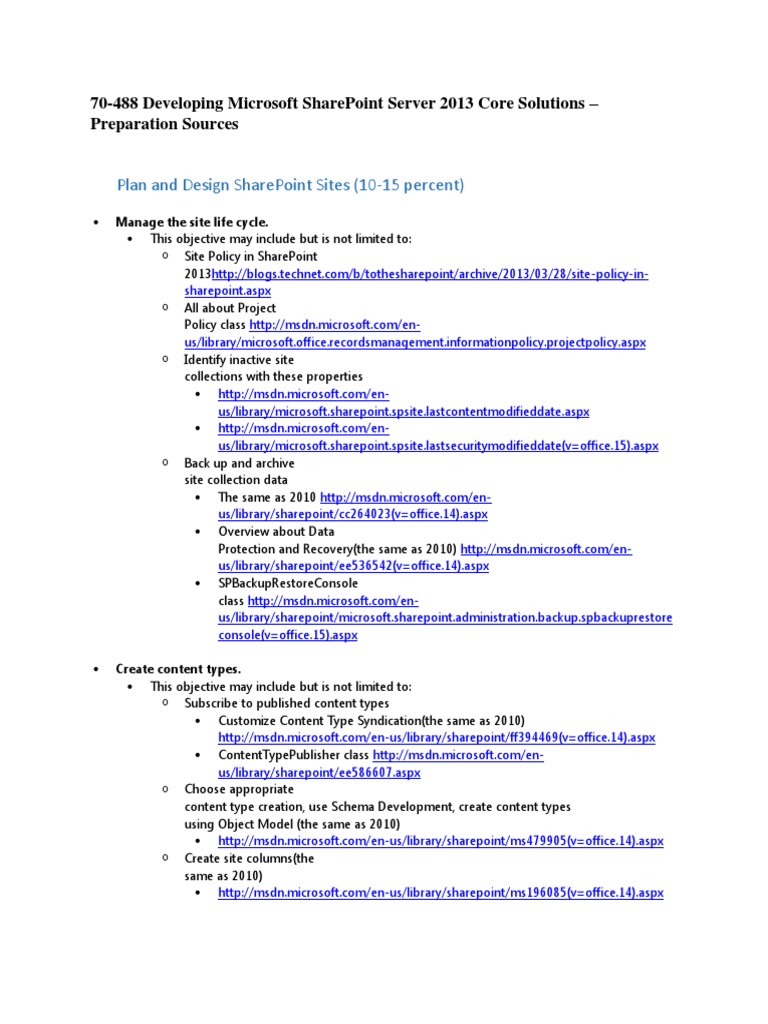 70-488 Developing Microsoft SharePoint Server 2013 Core Solutions - Preparation | PDF | Share ...