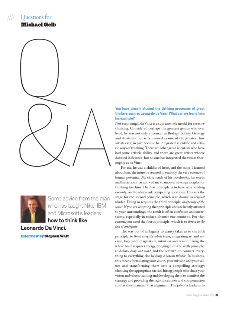 How To Think Like Da Vinci | PDF | Creativity | Thought