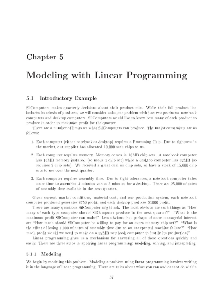 Modeling With Linear Programming: 5.1 Introductory Example | PDF ...