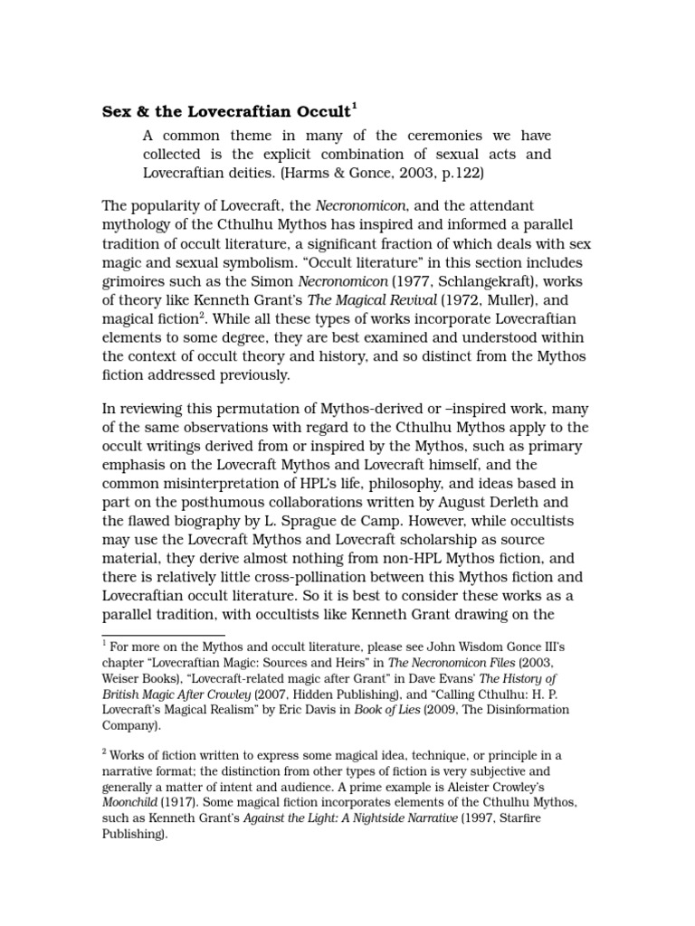Lovecraftian Sex Magick Pdf Cthulhu Mythos H P Lovecraft