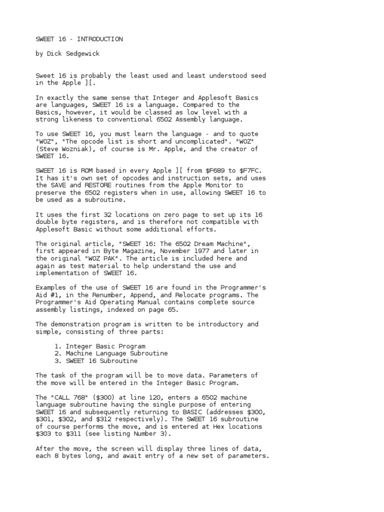 WOZPAK Sweet-16 Article 2 | PDF | Subroutine | String (Computer Science)