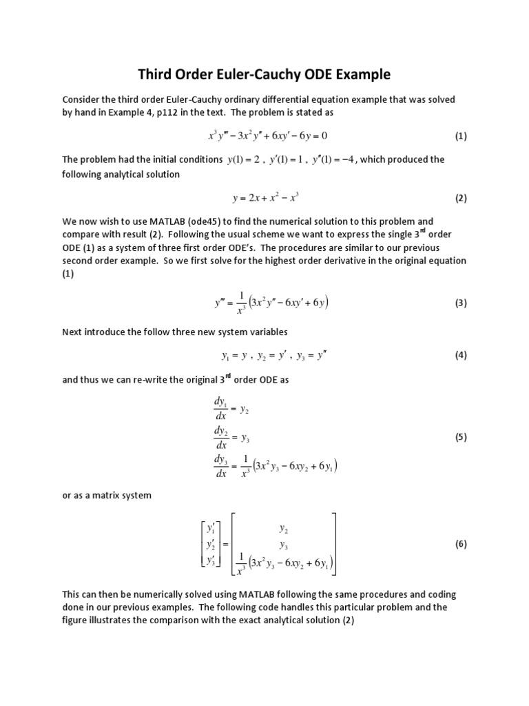 Third Order Ode Example Ordinary Differential Equation Numerical Analysis