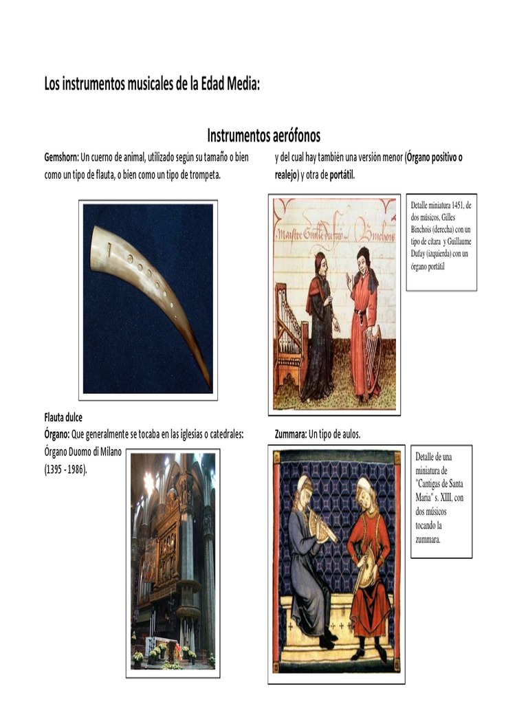 Los Instrumentos Musicales de La Edad Media PDF | PDF | Instrumentos ...