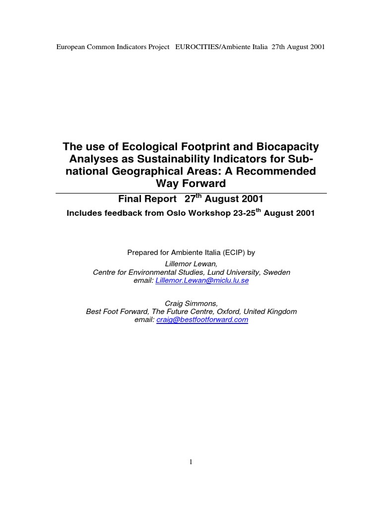 The Use of Ecological Footprint and Biocapacity Analyses As ...