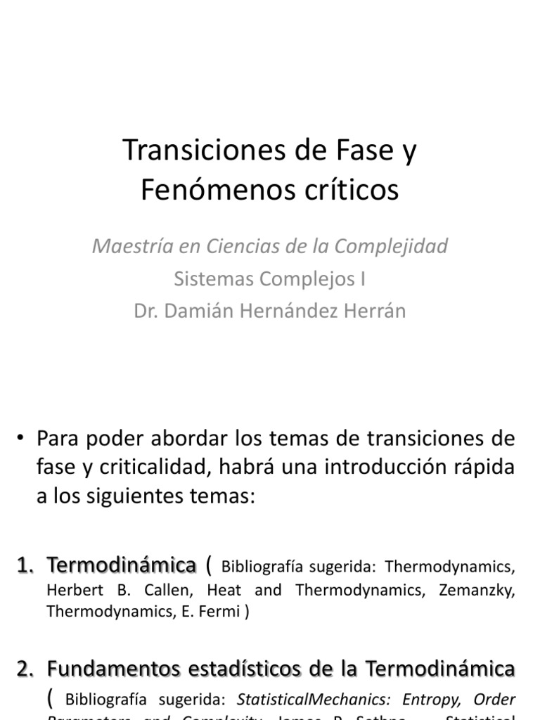 Transiciones de Fase y Fenómenos Críticos - 2014II PDF | PDF ...