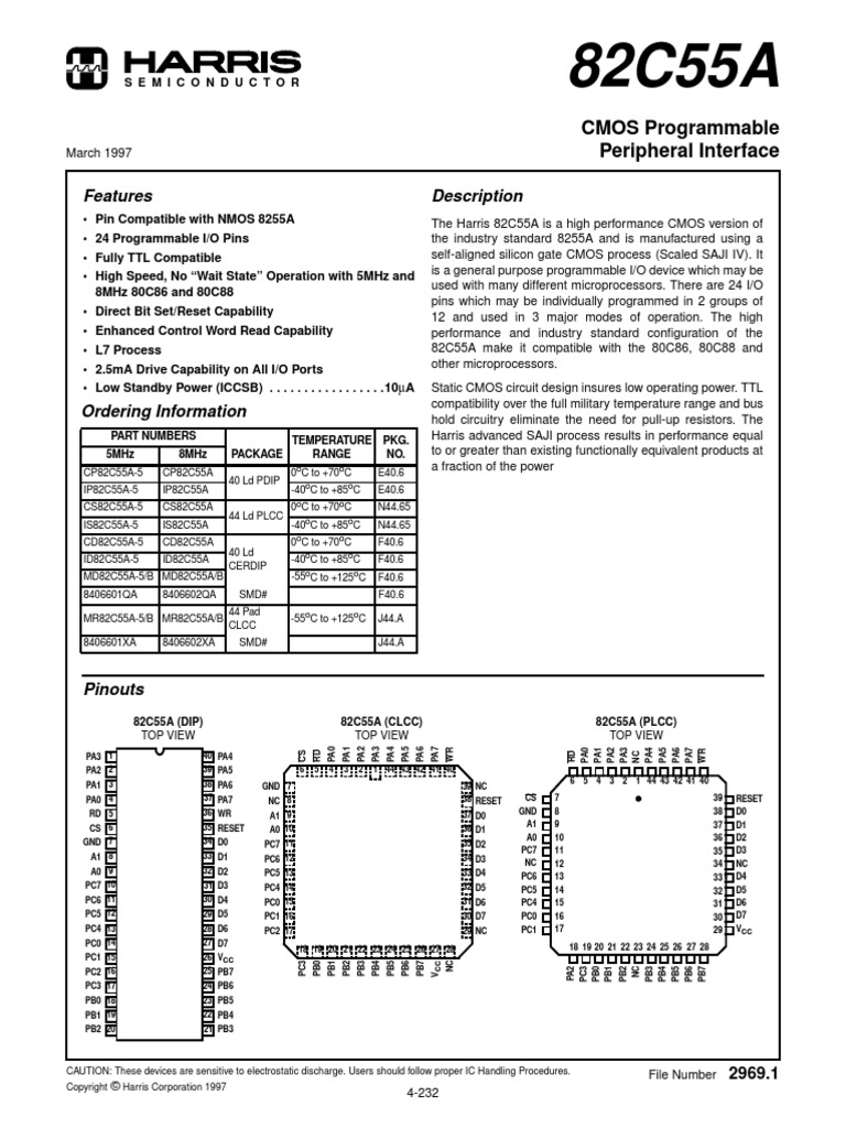 Features Description: CMOS Programmable Peripheral Interface | PDF | Input/Output | Cmos