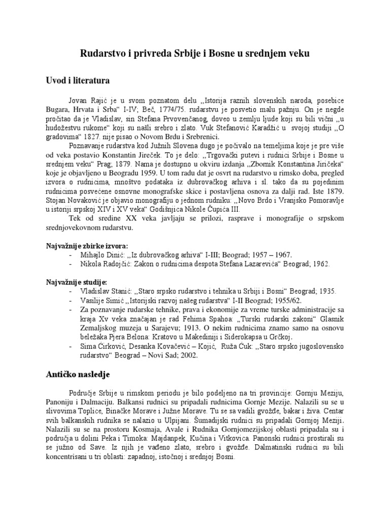 Rudarstvo I Privreda Srbije I Bosne U Srednjem Veku | PDF