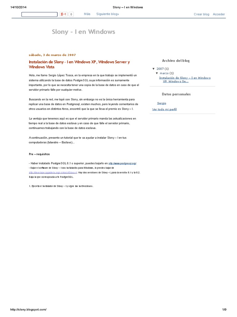 Slony - I en Windows PDF | PDF | Postgre Sql | Microsoft Windows