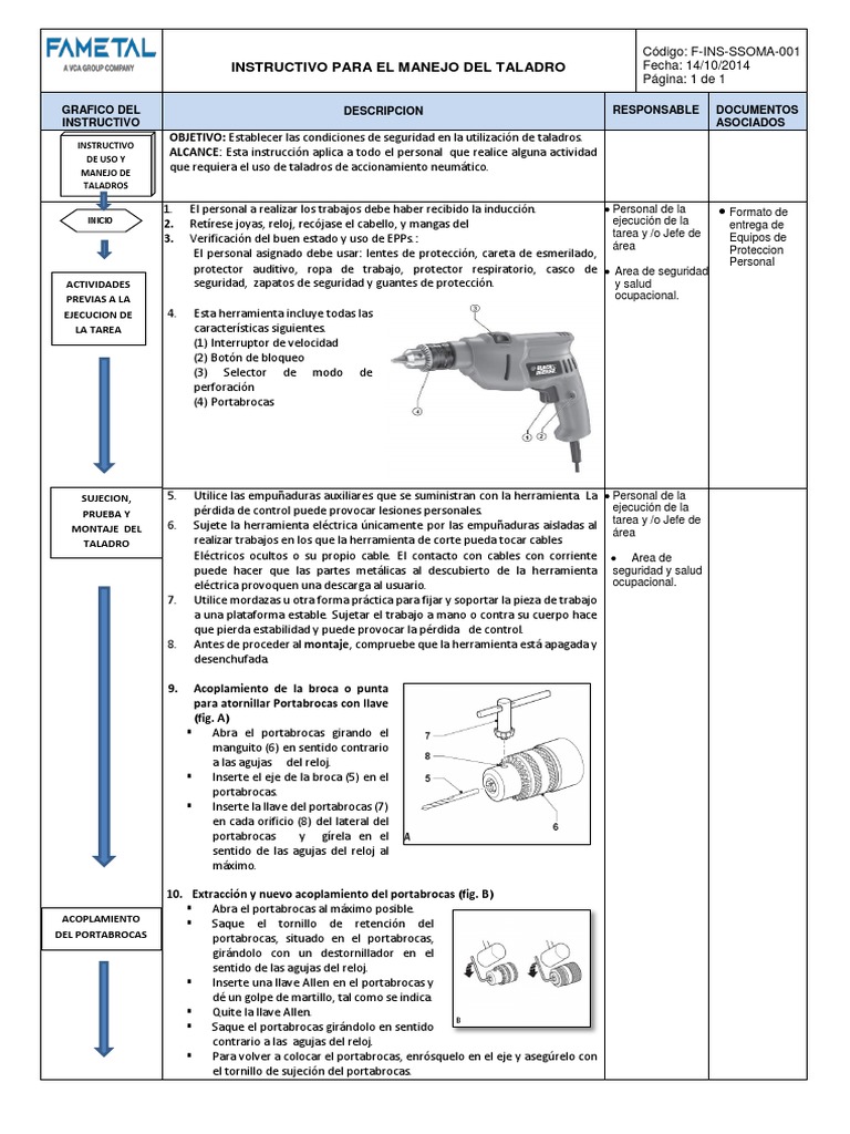 Instructivo para taladro.pdf | Perforar | Herramientas | Prueba gratuita de 30 días | Scribd
