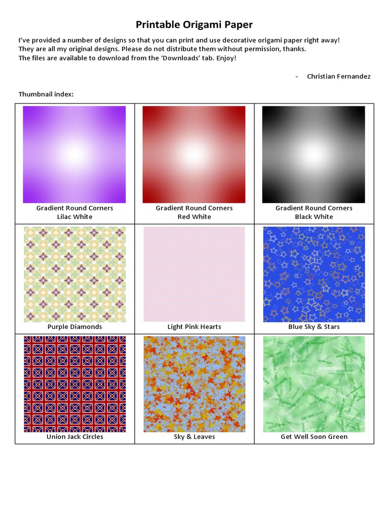 Printable Origami Paper Designs | PDF