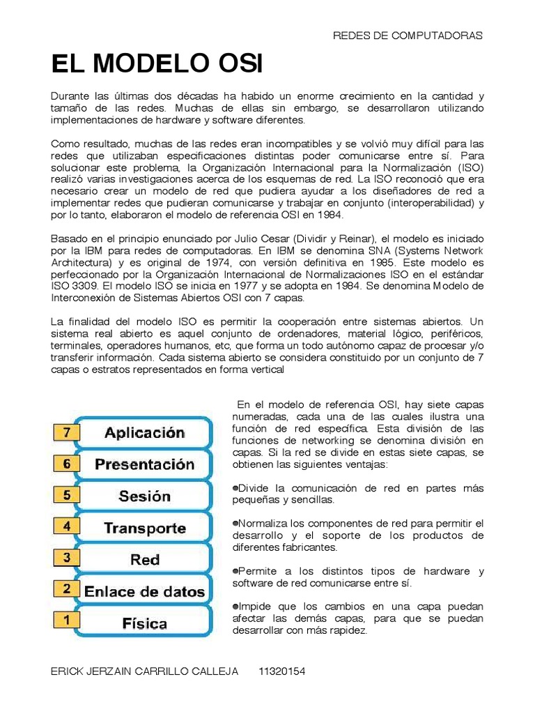 Modelo Osi PDF | PDF | Protocolos de internet | Modelo osi