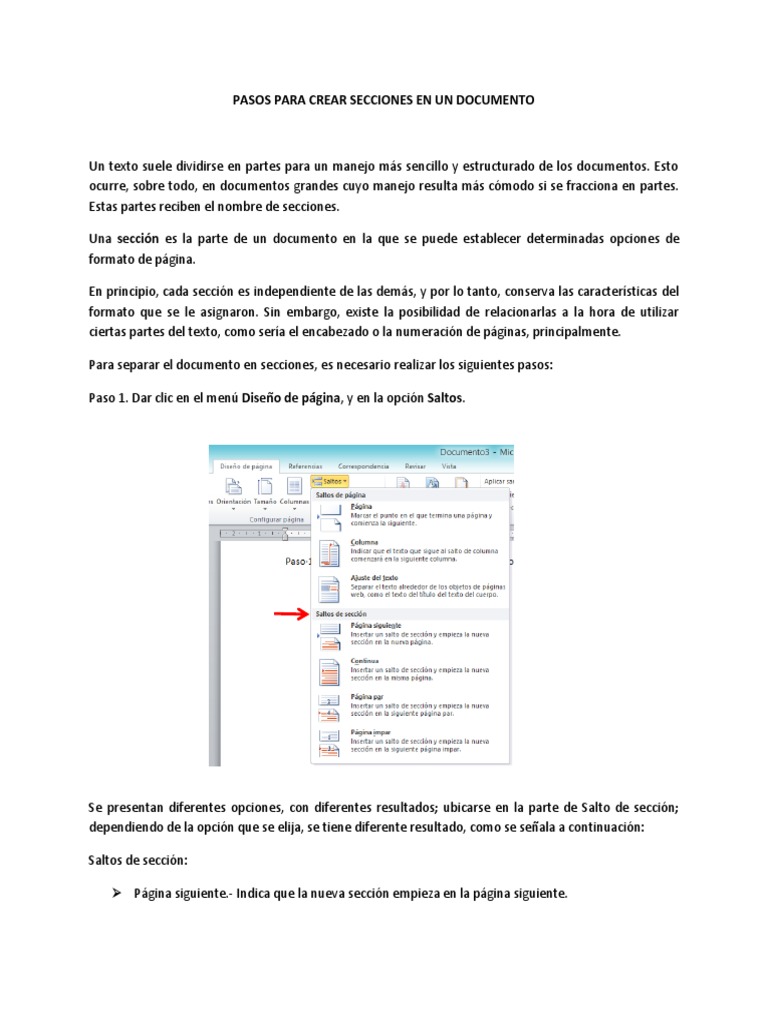 Pasos para Crear Secciones en Un Documento PDF | PDF | Point and Click | Formato de Documento ...