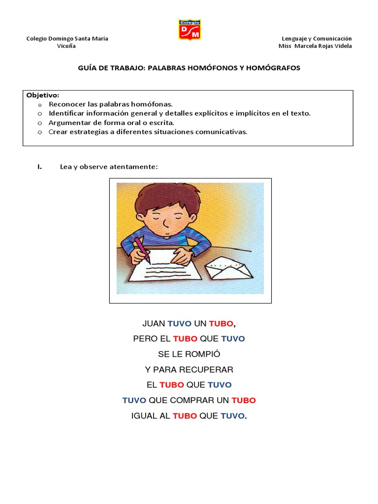 Guía de Palabras Homófonas y Homógrafas | PDF | Semiótica | Ciencia ...
