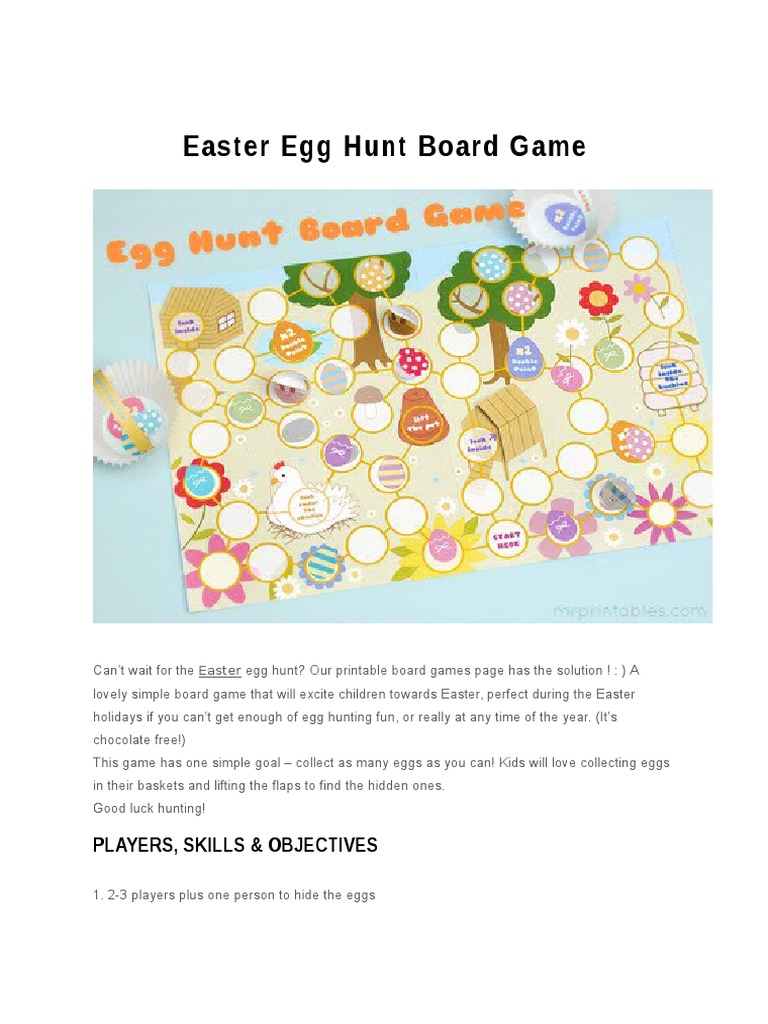Easter Egg Hunt Board Game | PDF | Easter | Leisure