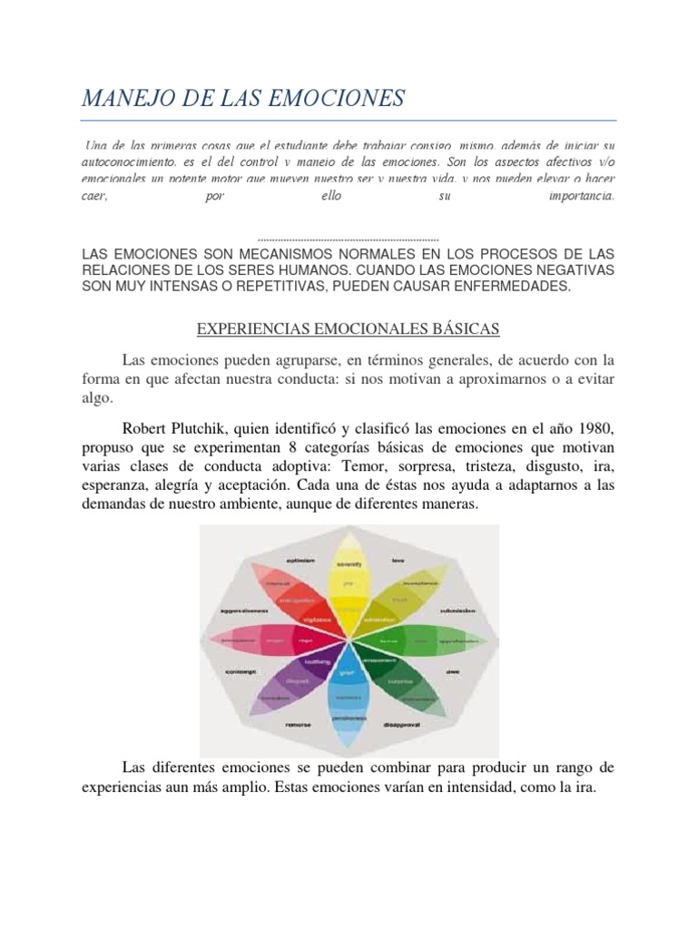 Manejo de Las Emociones | PDF | Inteligencia emocional | Las emociones